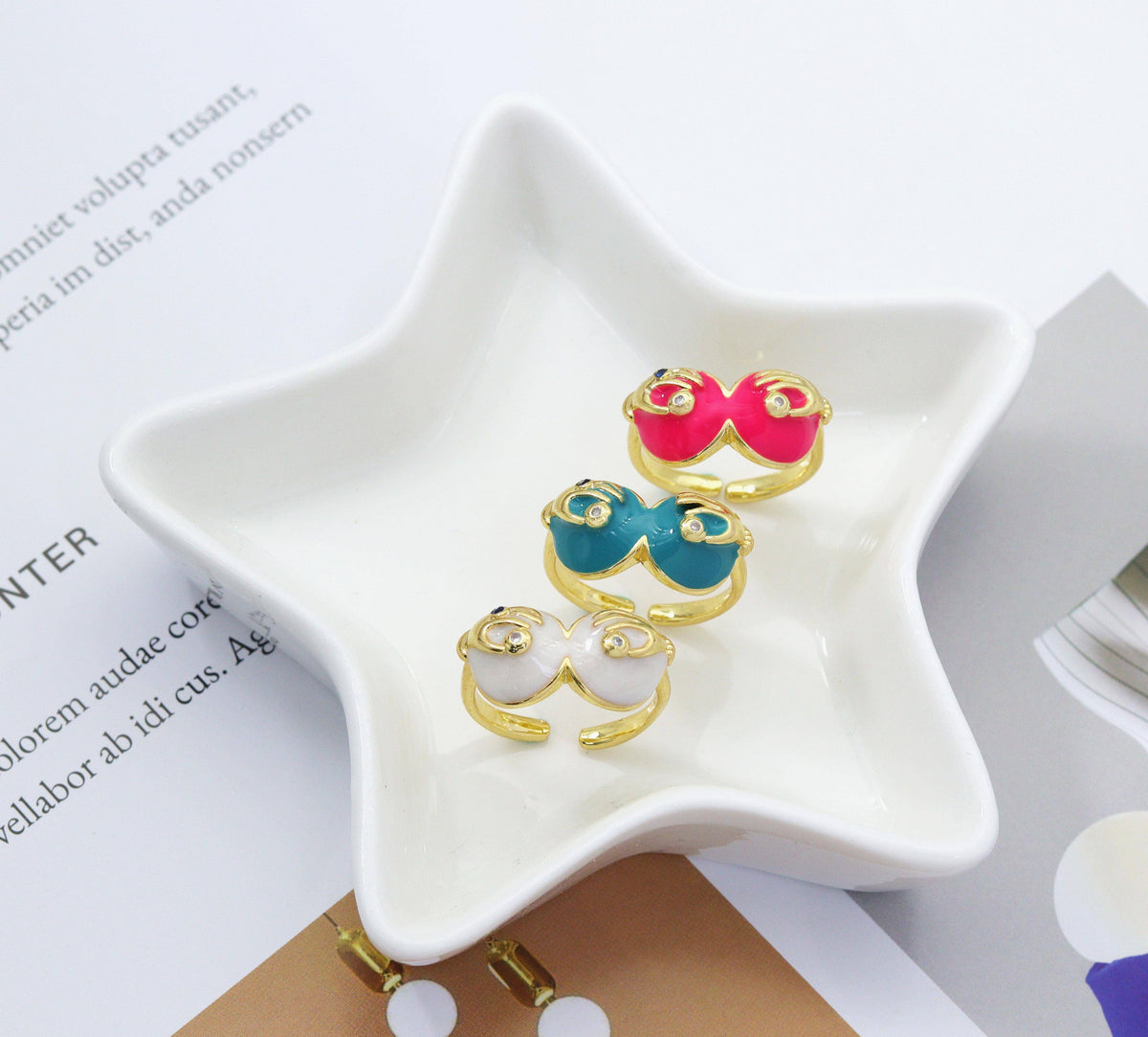 CZ Enamel Glasses with Hands Adjustable Ring, Sku#JD30 – Bestbeads&Beyond