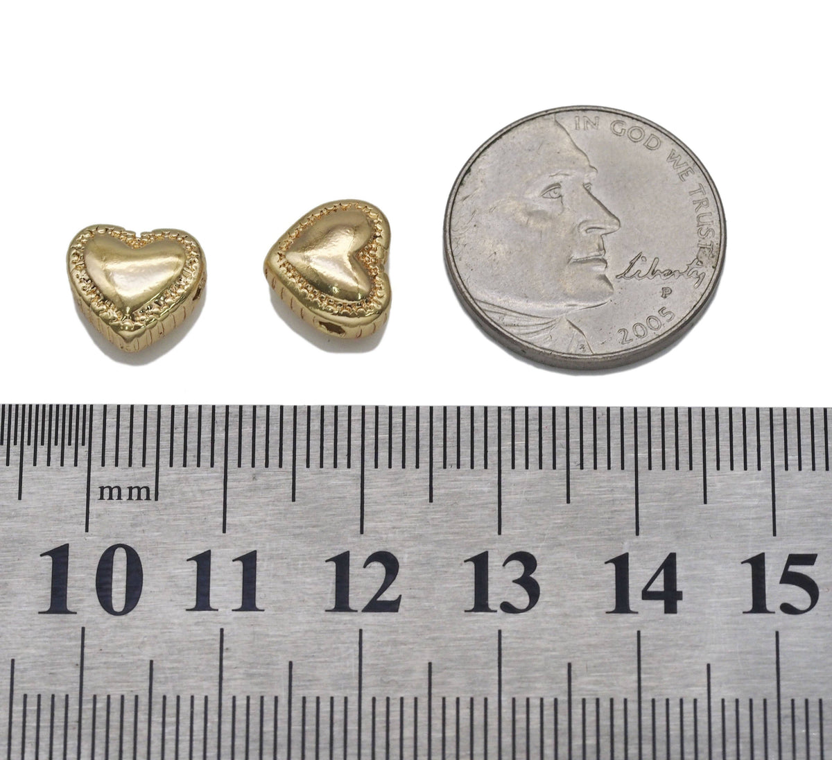 Gold CZ Heart Spacer Beads, Sku#ZX99 – Bestbeads&Beyond