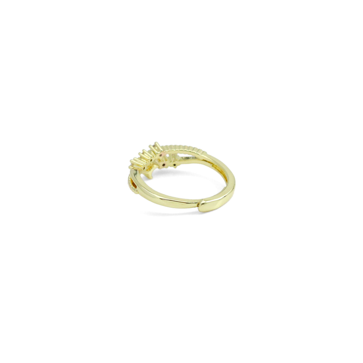 Dainty Clear CZ Gold Silver Cresent Moon star Adjustable Ring, Sku#A27 – Bestbeads&Beyond