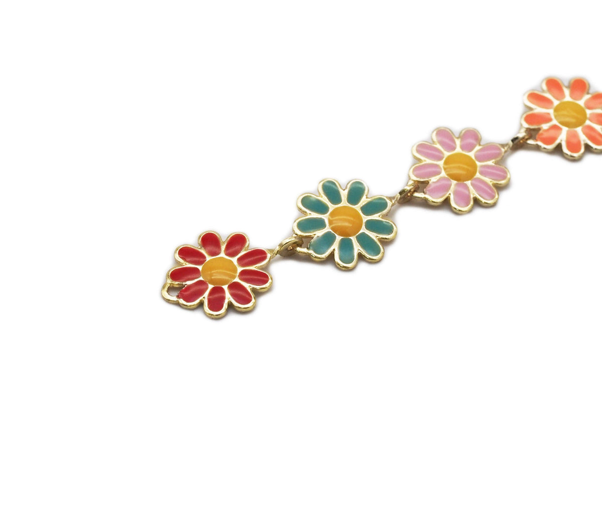 Enamel Daisy Flower Chain by Yard, sku#LS13 – Bestbeads&Beyond