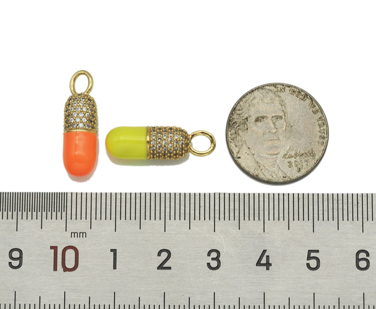 Pave Enamel Pill Charm, sku#F1453 – Bestbeads&Beyond