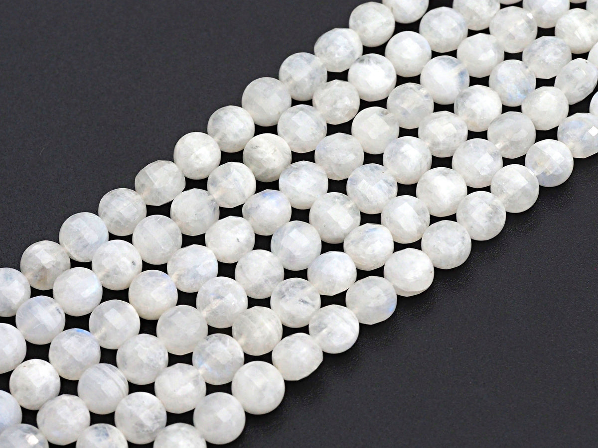 High Quality Natural Moonstone Checkerboard Cut Coin Shape beads, 6mm ...