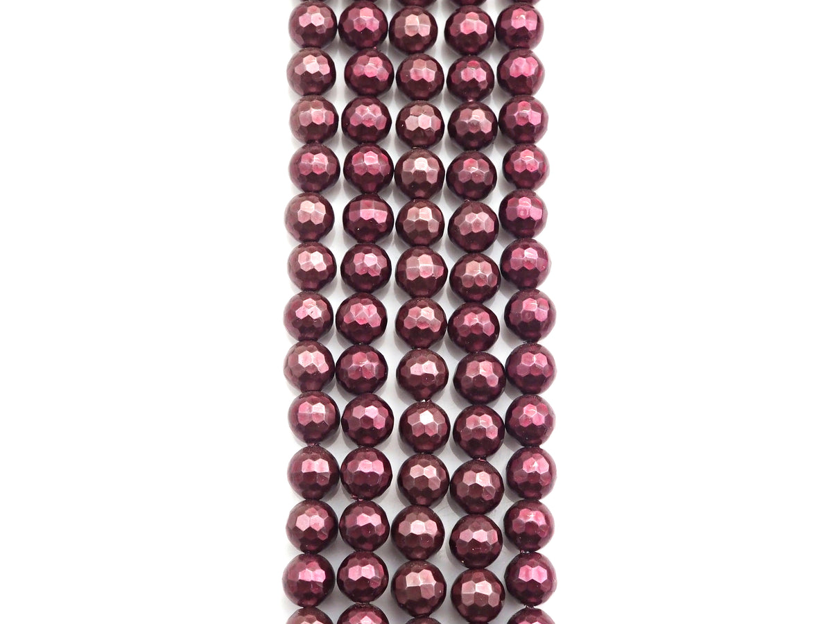 Natural Mother of Pearl Maroon Color Round Faceted beads, 6mm/8mm/10mm ...