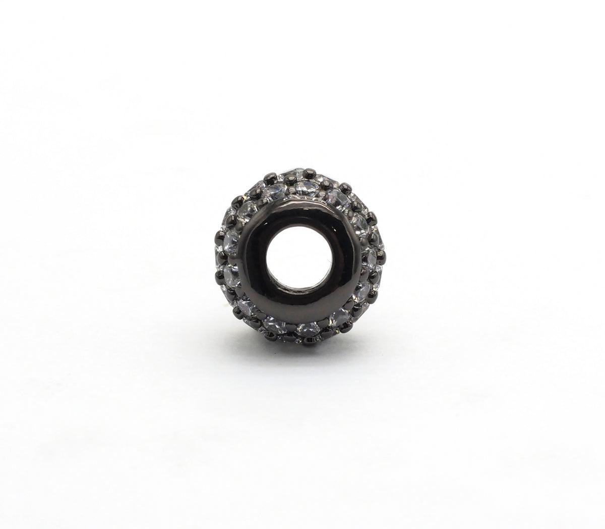 CZ Micro Pave Large Hole Rondelle Beads, Cubic Zirconia Pave Beads, 6m ...