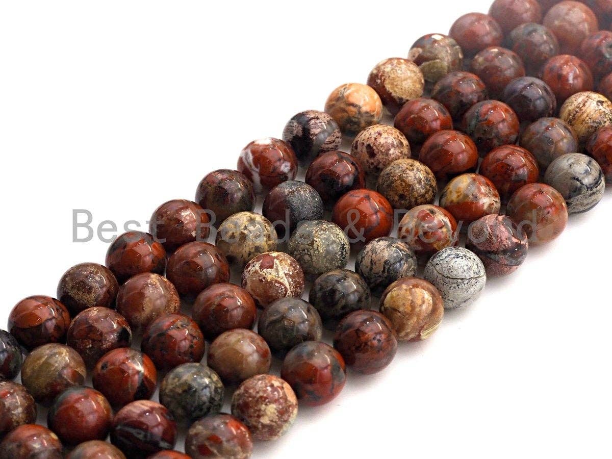 Natural Red Flower Jasper, Round Smooth 6mm/8mm/10mm/12mm, 15.5" Full ...