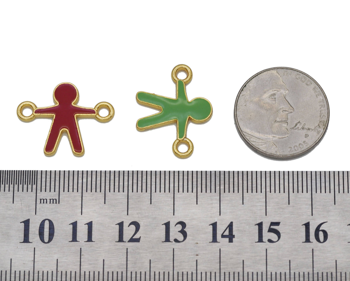 Gold Enamel Human Shape Connector, Sku#B179 – Bestbeads&Beyond