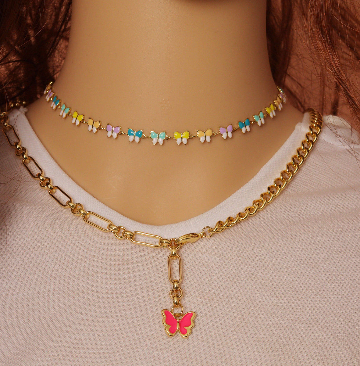 Mixed Paperclip Cuban Chain Necklace, sk#EF194 – Bestbeads&Beyond