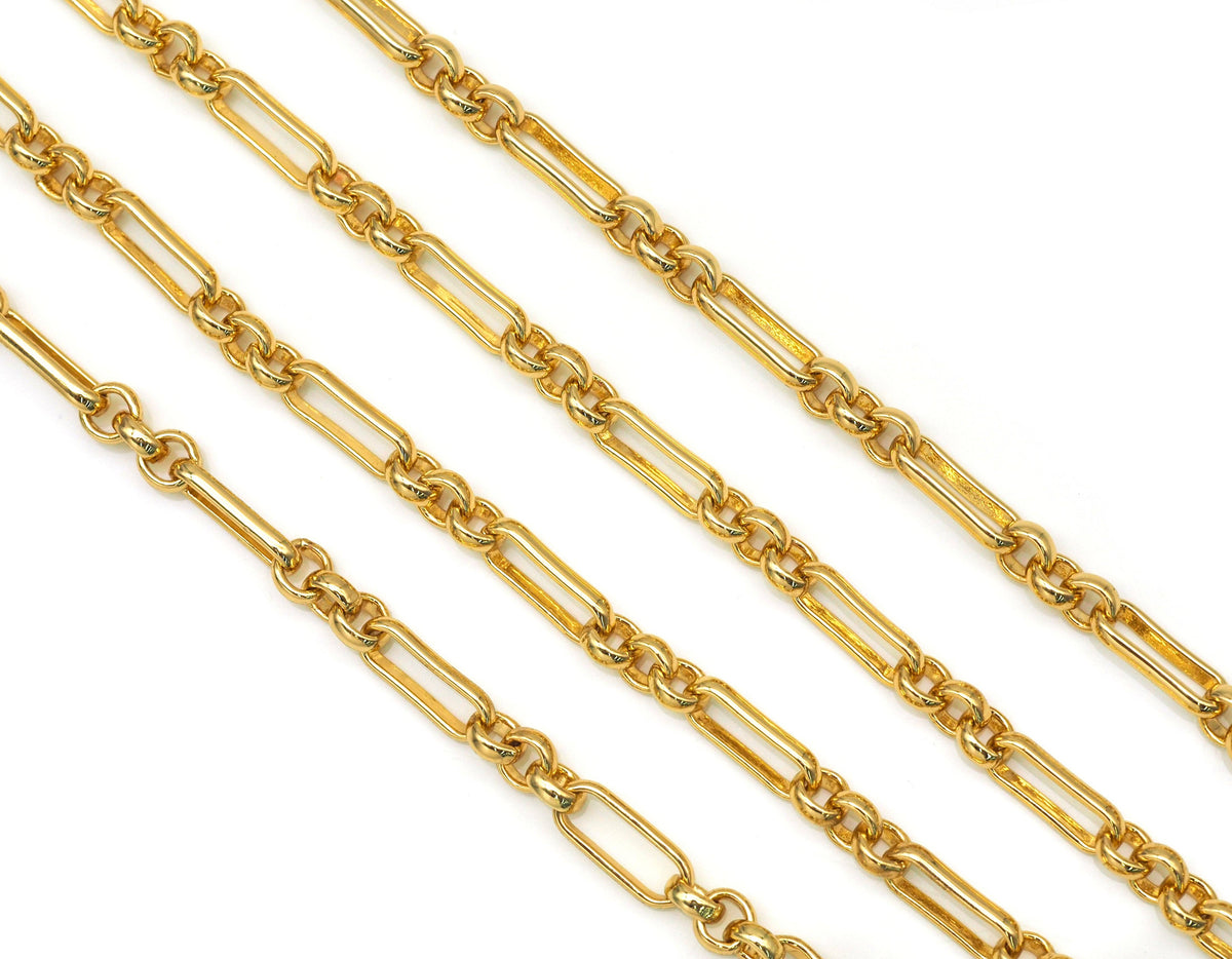 Mixed Paperclip Fancy Gold Chain, sku#M406 – Bestbeads&Beyond