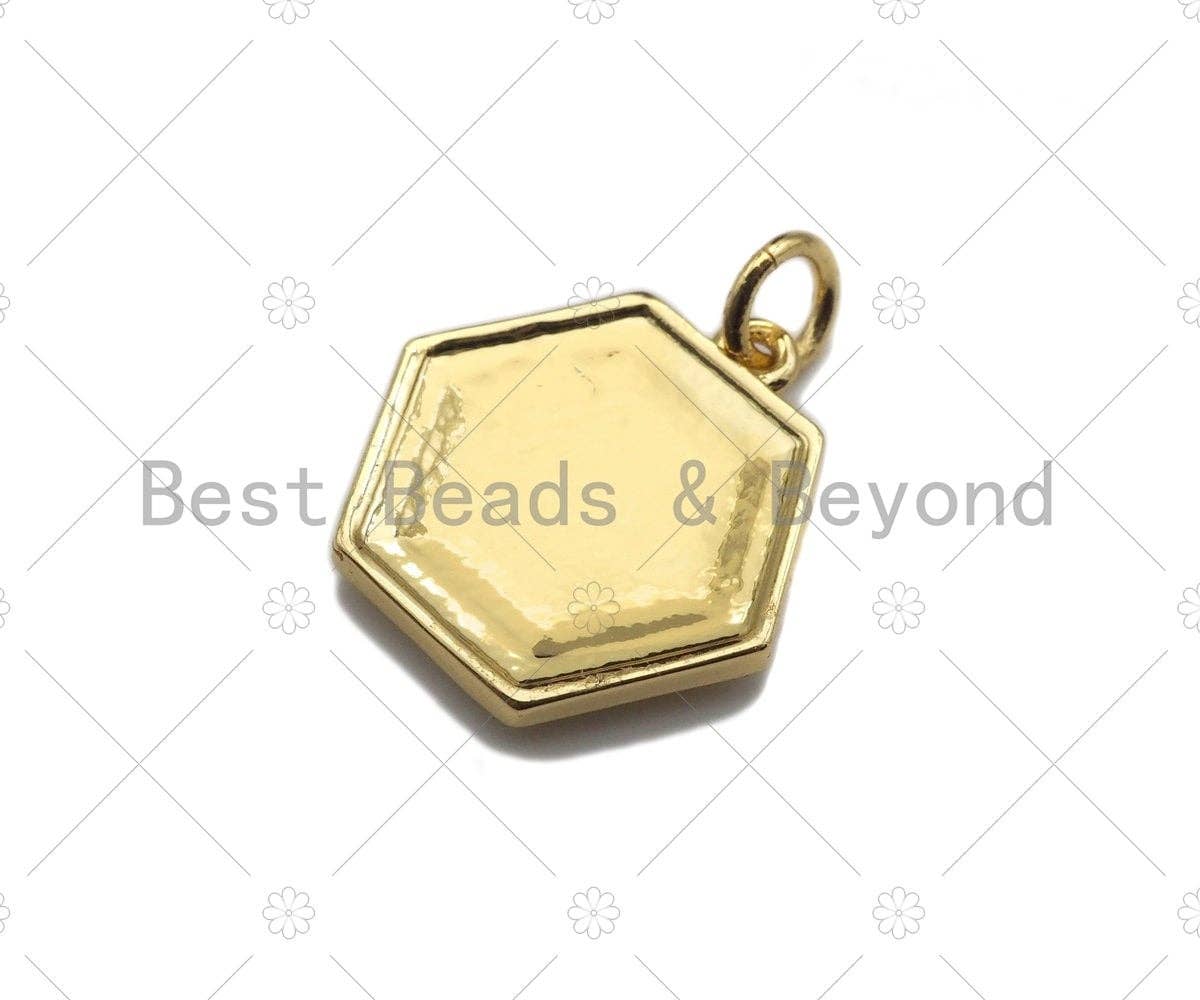 White Enamel Daisy Flower On Hexagon Shape Pendant Charm, Enamel Hexag ...