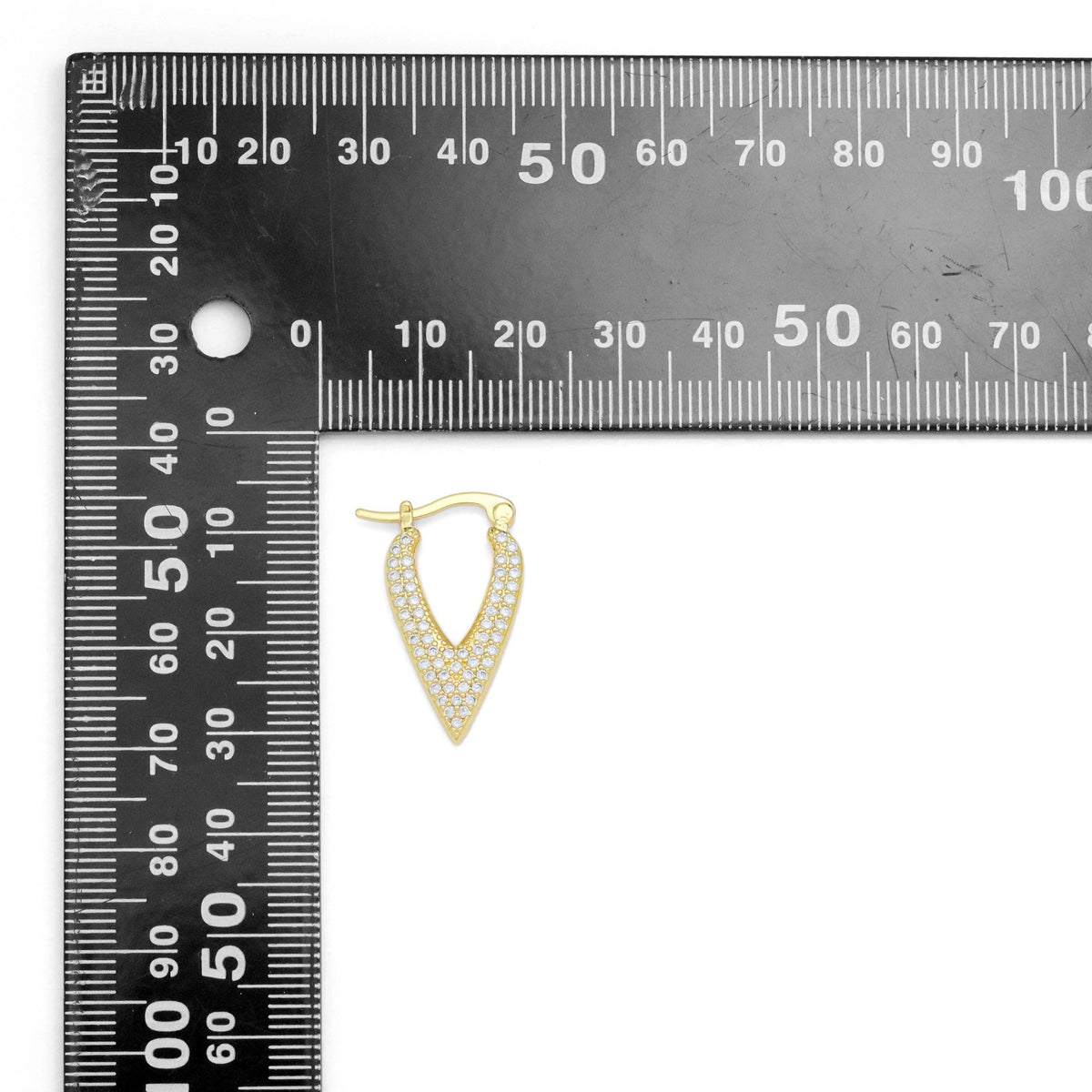 CZ Gold Long V Point heart shape Latch back Earrings, Sku#LX633 ...