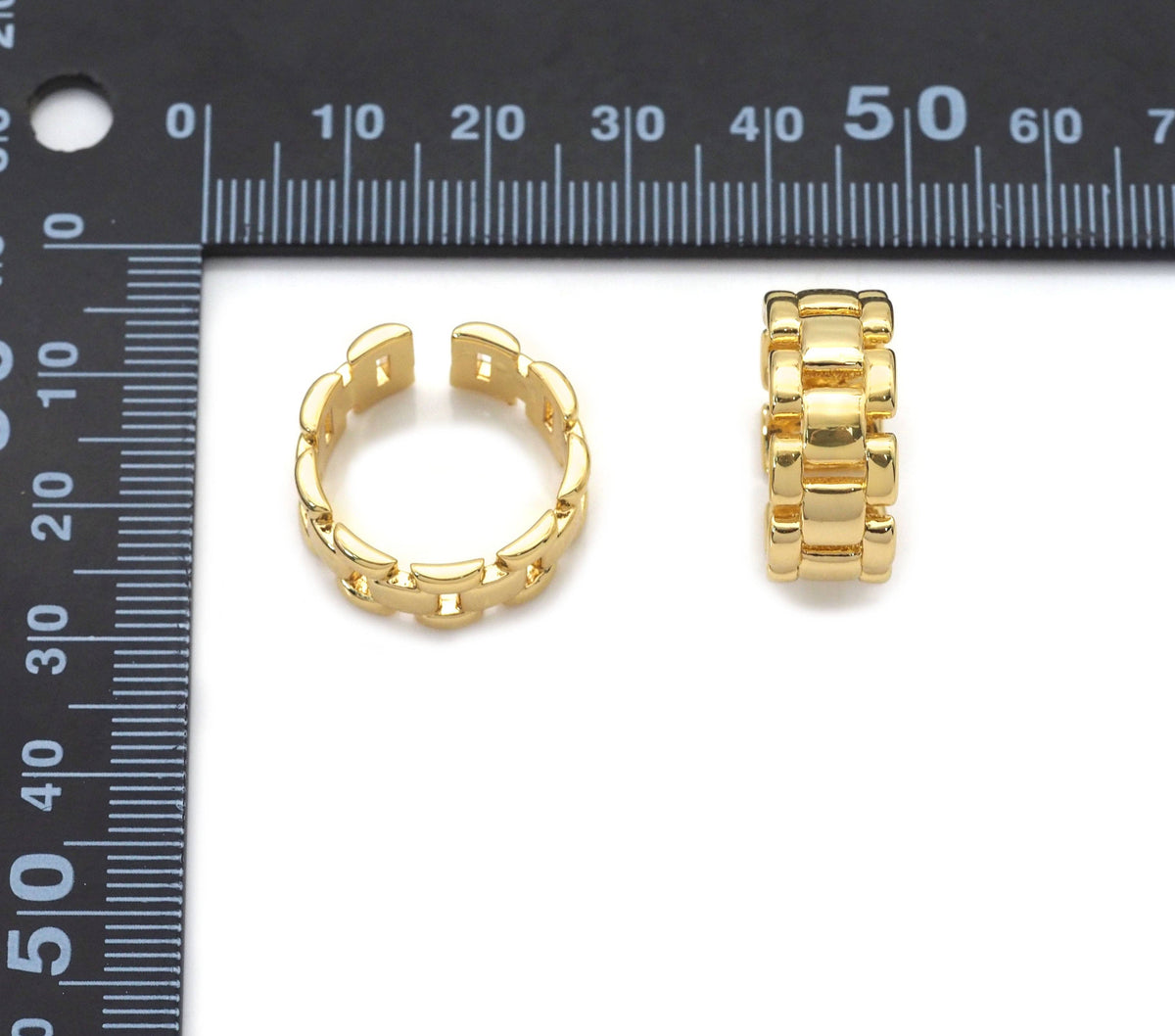 Gold Chain Link Adjustable Ring, Sku#LX188 – Bestbeads&Beyond