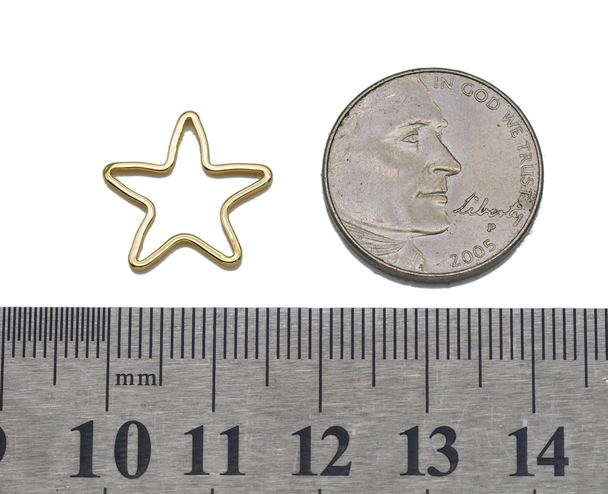 Gold Five Star Frame Shape Charm, Sku#ZX104 – Bestbeads&Beyond