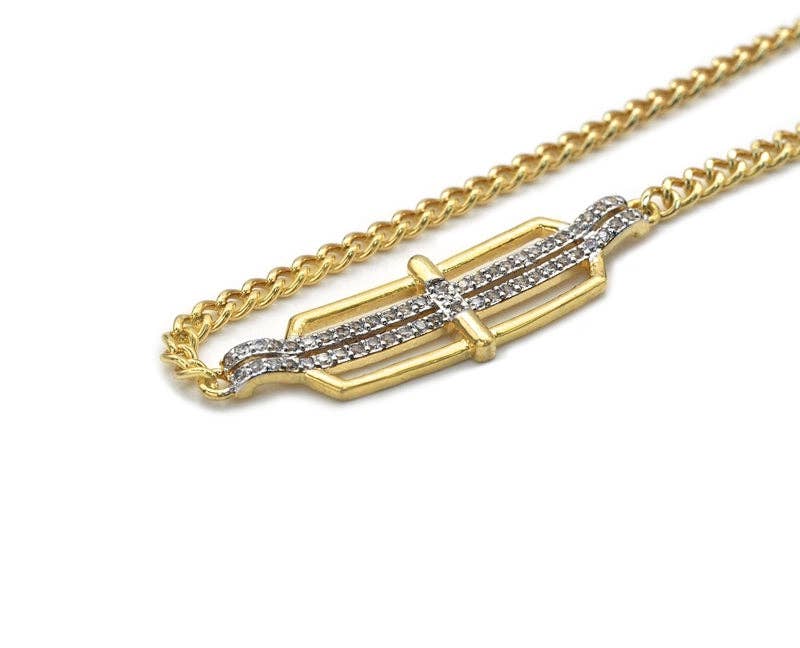 Bow and Arrow Cuban Chain Choker Neclace, sku#EF173 – Bestbeads&Beyond