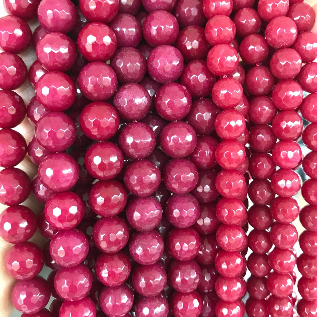 Smooth/Faceted Round Dyed Ruby Jade beads, 8mm/10mm/12mm/14mm Red Gems ...