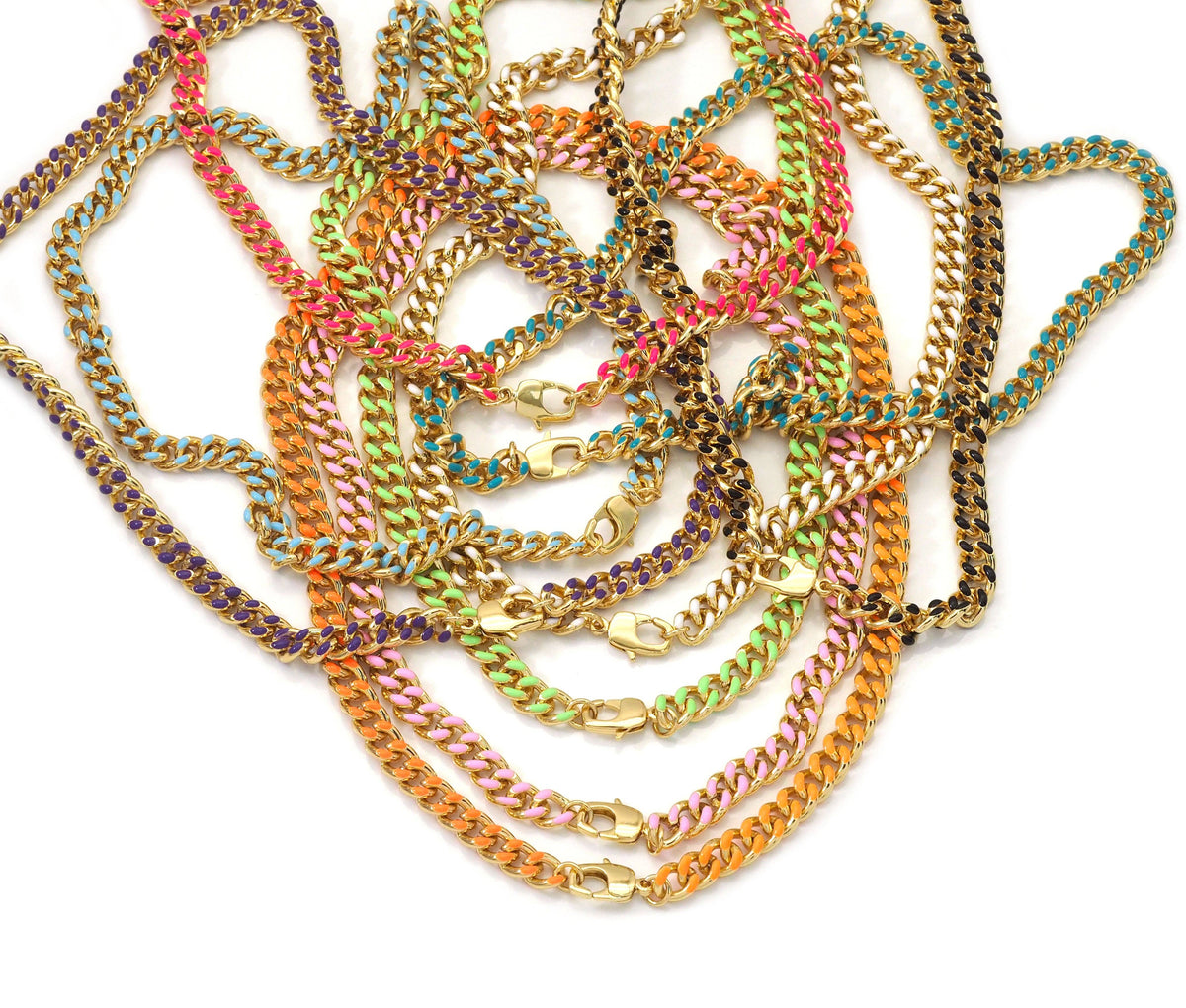 High Quality Enamel Cuban Chain Necklace, sku#EF191 – Bestbeads&Beyond