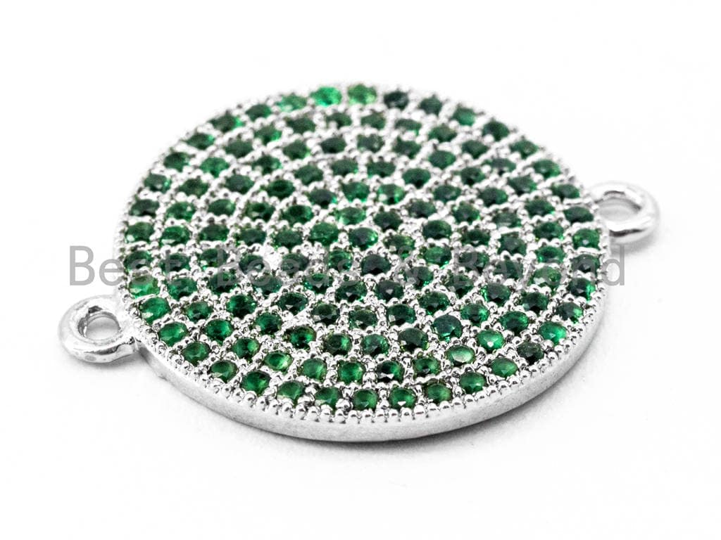 CZ Micro Pave Green Round Disc Connector, 16x20mm, SKU#A44 – Bestbeads ...