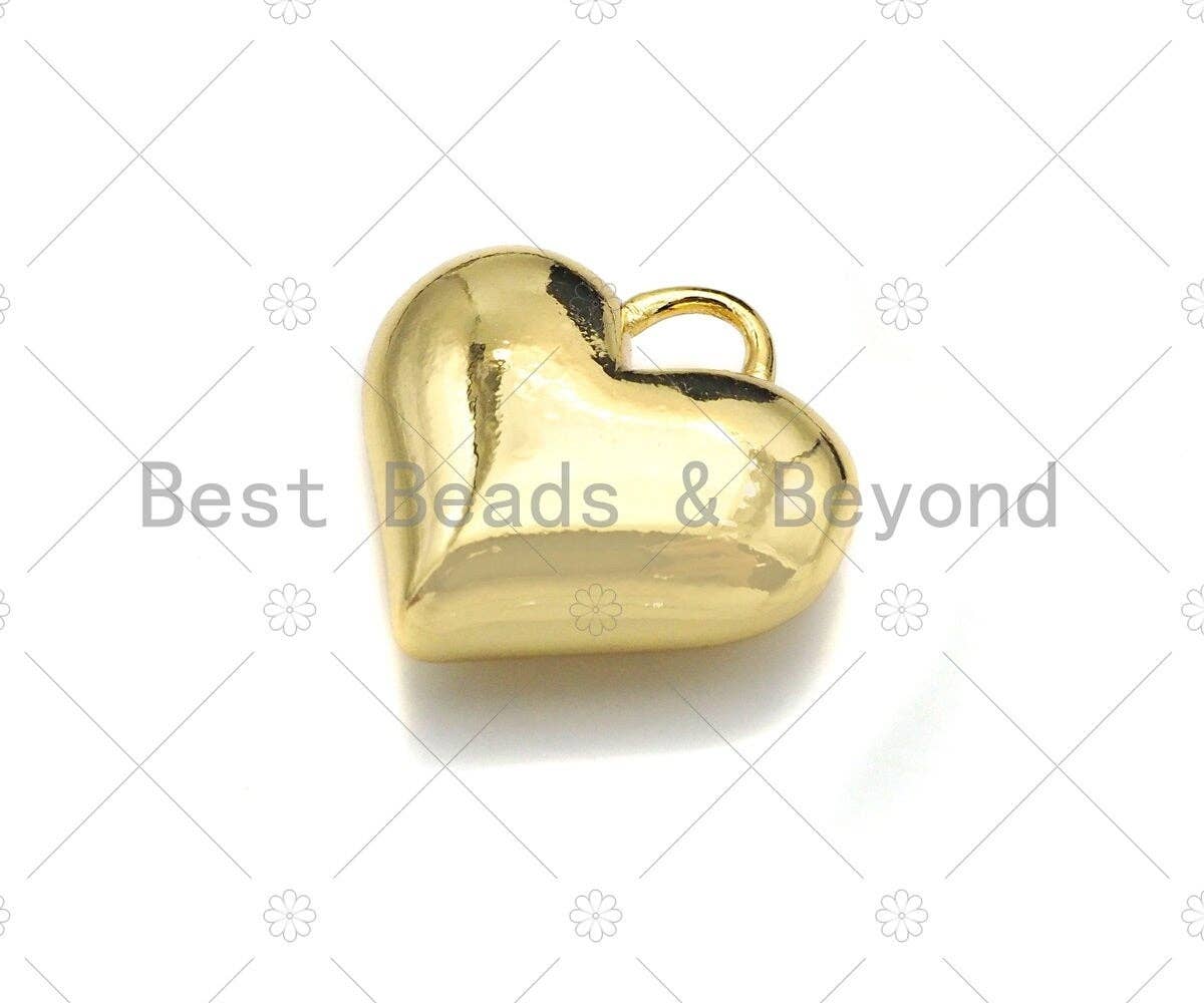 Plain Gold Puffy Heart Shape Charm/Pendant, Heart Shape Charm, SKU#Y32 ...