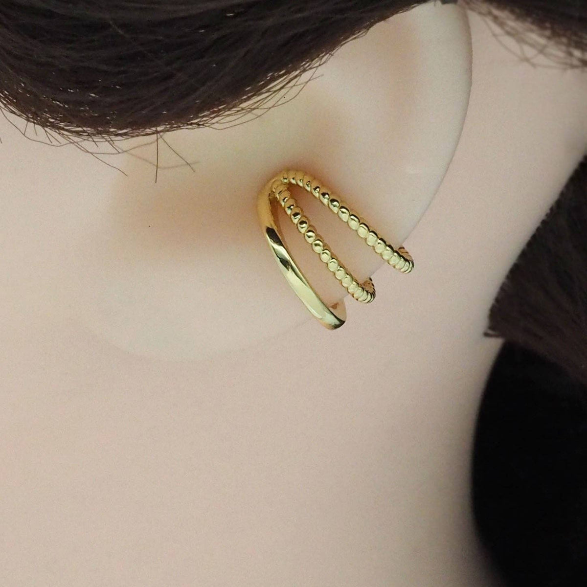 Gold Twisted three lines ear cuff, Sku#Y822 – Bestbeads&Beyond