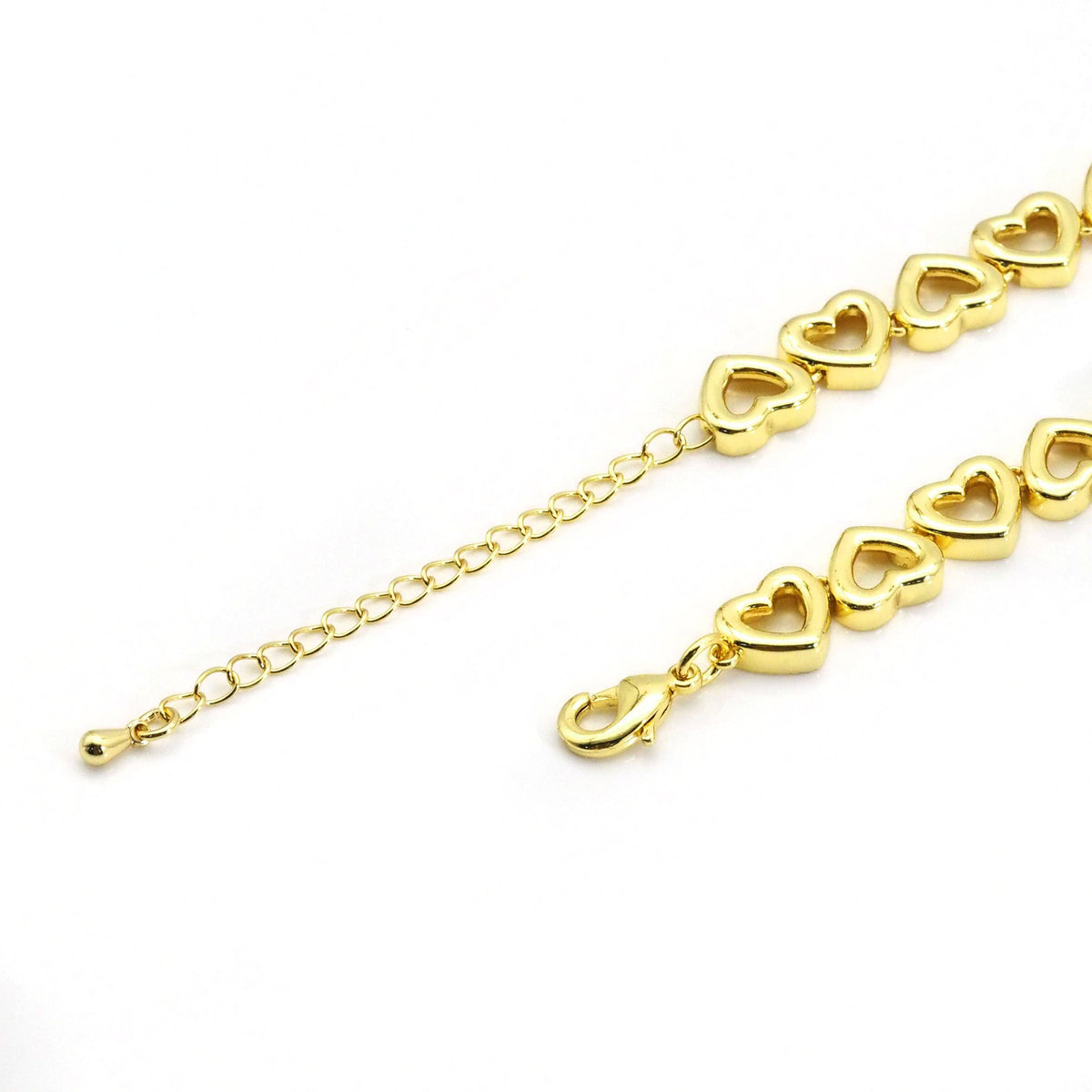 Clear CZ Gold Heart Link Chain Necklace,sku#LX232 – Bestbeads&Beyond