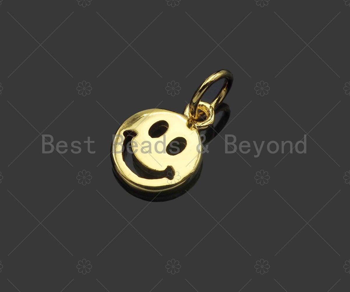 18K Dainty Gold Cute Smiley Face Shape Pendant/Charm,Smiley – Bestbeads ...