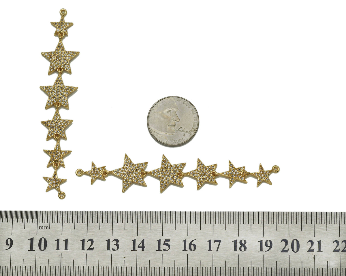 CZ String Five Point Star Connector, Sku#LX59 – Bestbeads&Beyond