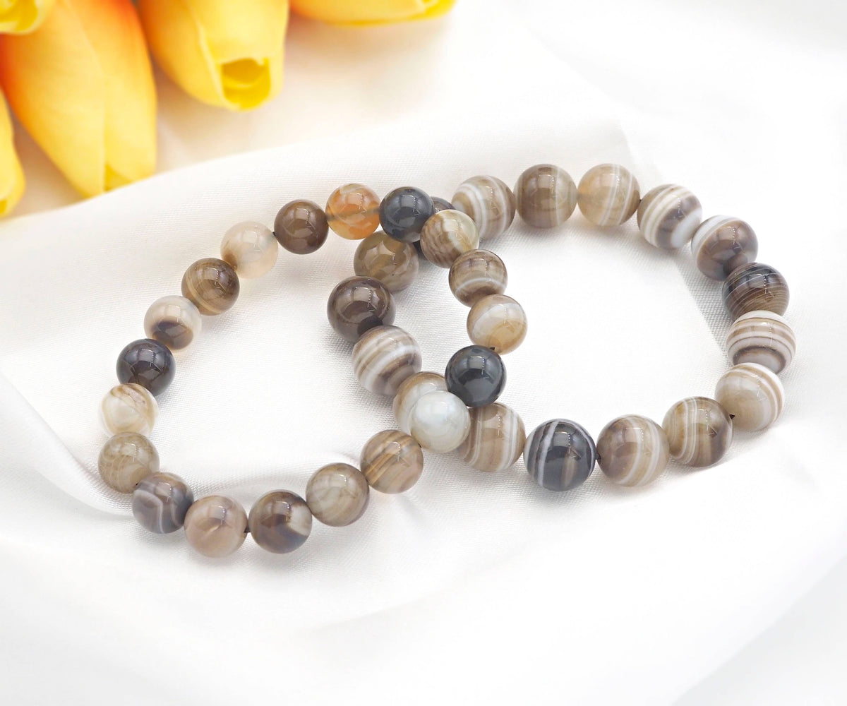 Gray Banded Agate Bracelet, EF09 – Bestbeads&Beyond