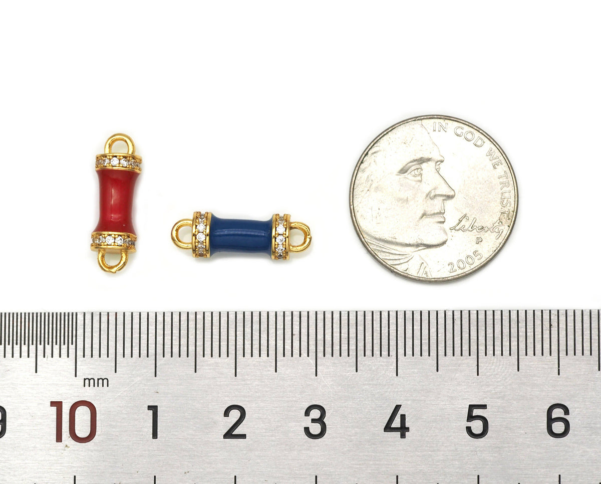 CZ Enamel Tube Shape Connector, Sku#LK595 – Bestbeads&Beyond