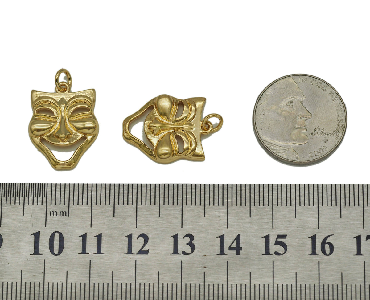 Gold Mask Charm, Sku#F1478C – Bestbeads&Beyond