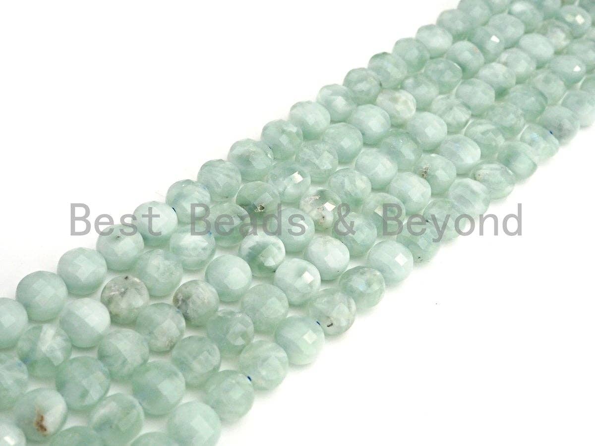 High Quality Natural Green Angelite Checkerboard Cut Coin Shape beads ...