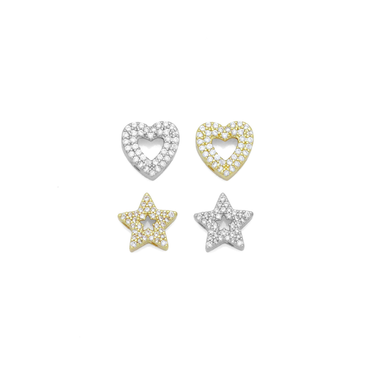 CZ Heart Star Spacer Connector Charm Beads, sku#A312 – Bestbeads&Beyond