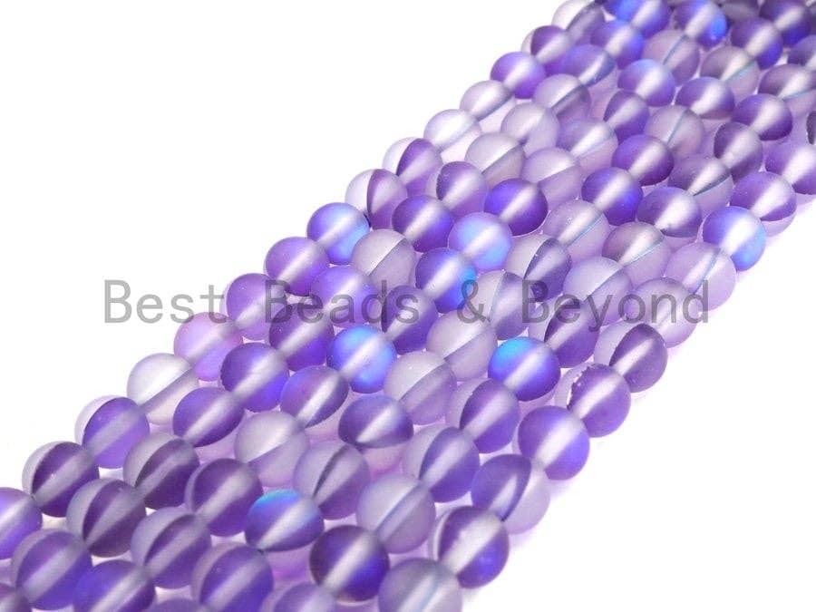 Matte Purple Spectrolite Aura Quartz Matte, Purple Blue Crystal Round ...
