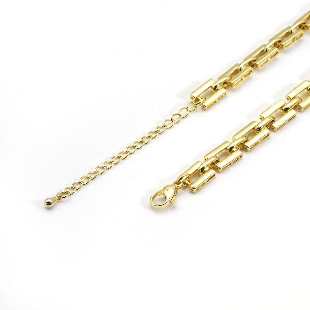 Clear CZ Gold Square Link Chain Adjustable Necklace,sku#LX230 ...