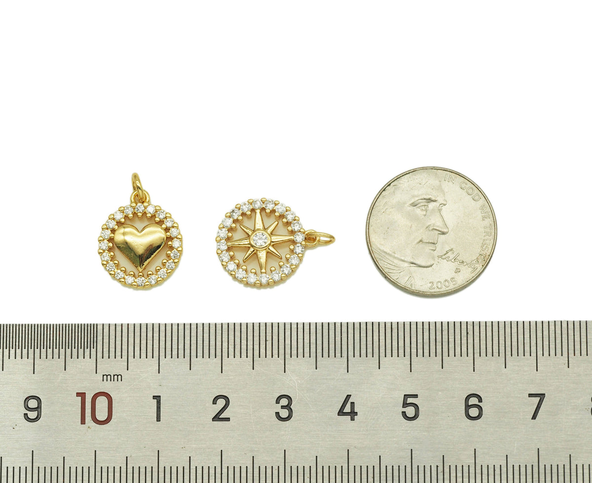 CZ Heart and North Star Charm, Sku#JL88 – Bestbeads&Beyond