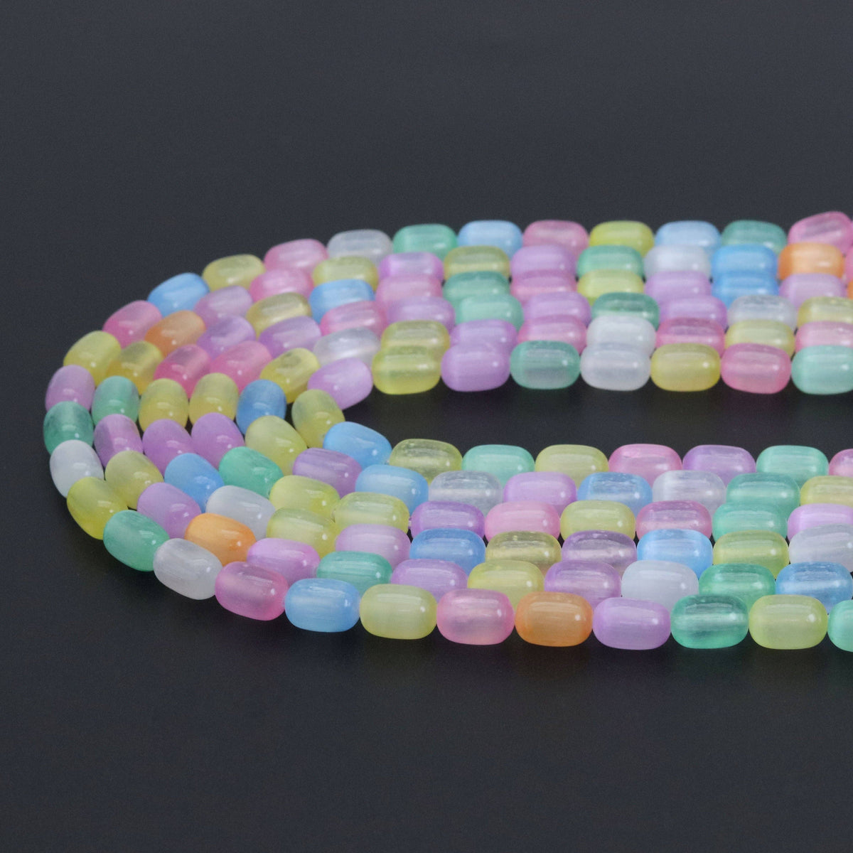 8x12mm Rainbow Selenite Smooth Barrel Beads, Sku#U2012 – Bestbeads&Beyond