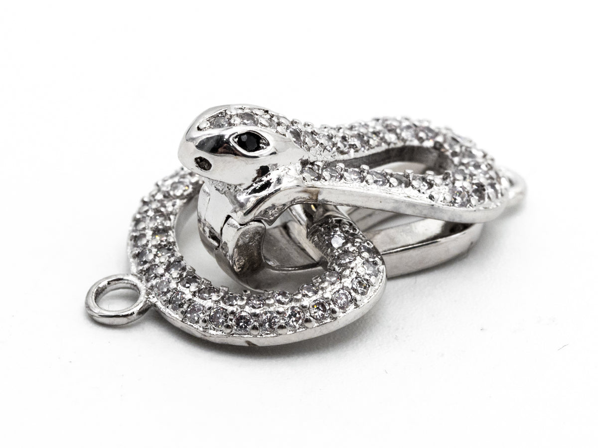 CZ Micro Pave Snack Snap Fold Over Clasp, Cubic Zirconia Buckle Clasp ...