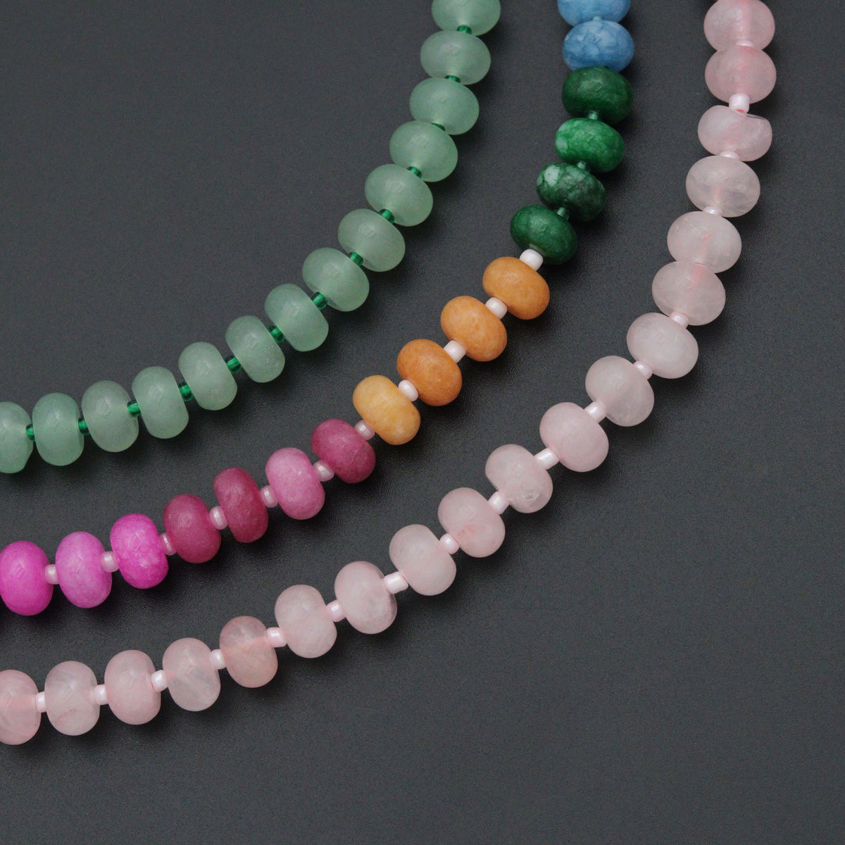 Pink Rainbow adventure green Roundelle Gemstone necklace, sku#EF810 ...