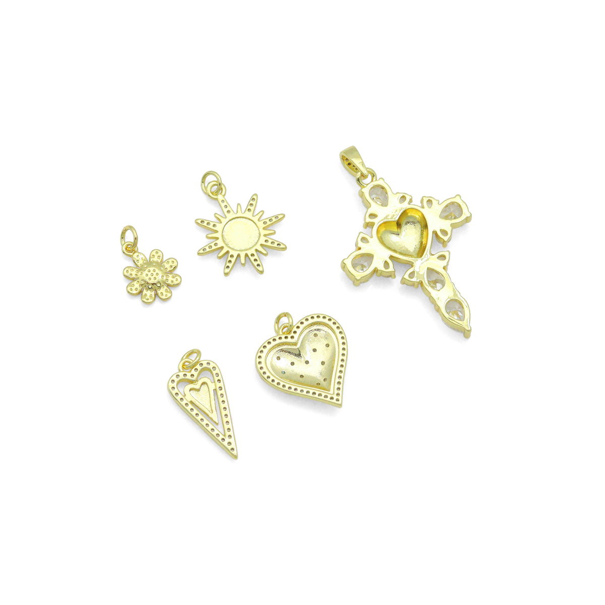 CZ Daisy flower, Sun, Star Heart, Flower Cross Pendant charm, Sku#LD76 ...