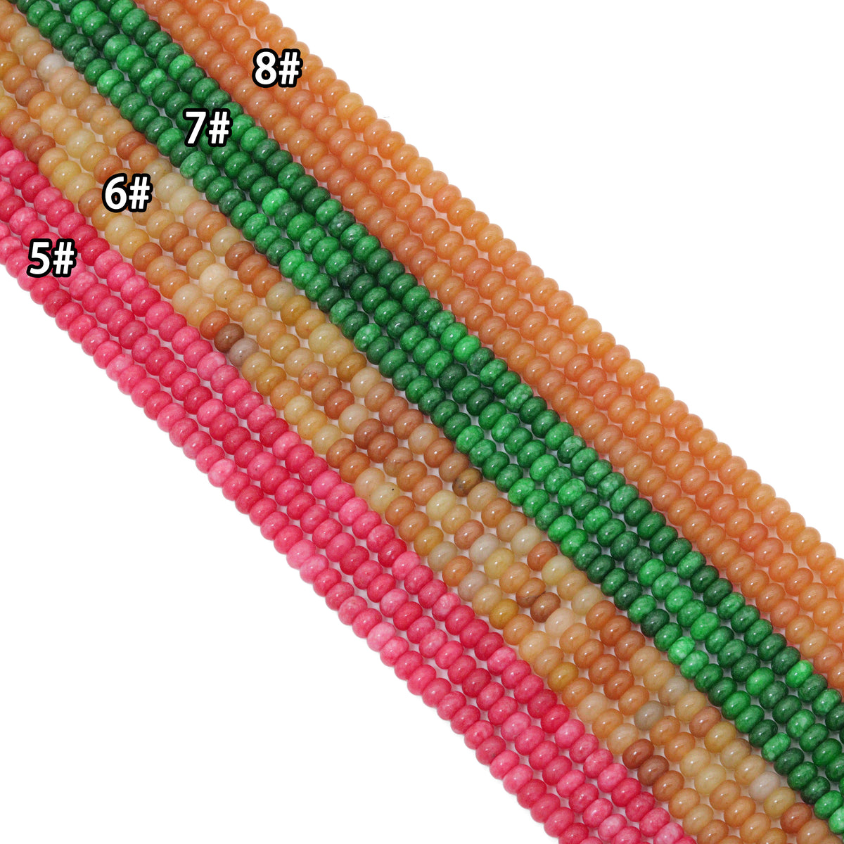27 Colors 5x8mm Smooth Rondelle Jade Beads, Sku#U2330 – Bestbeads&Beyond