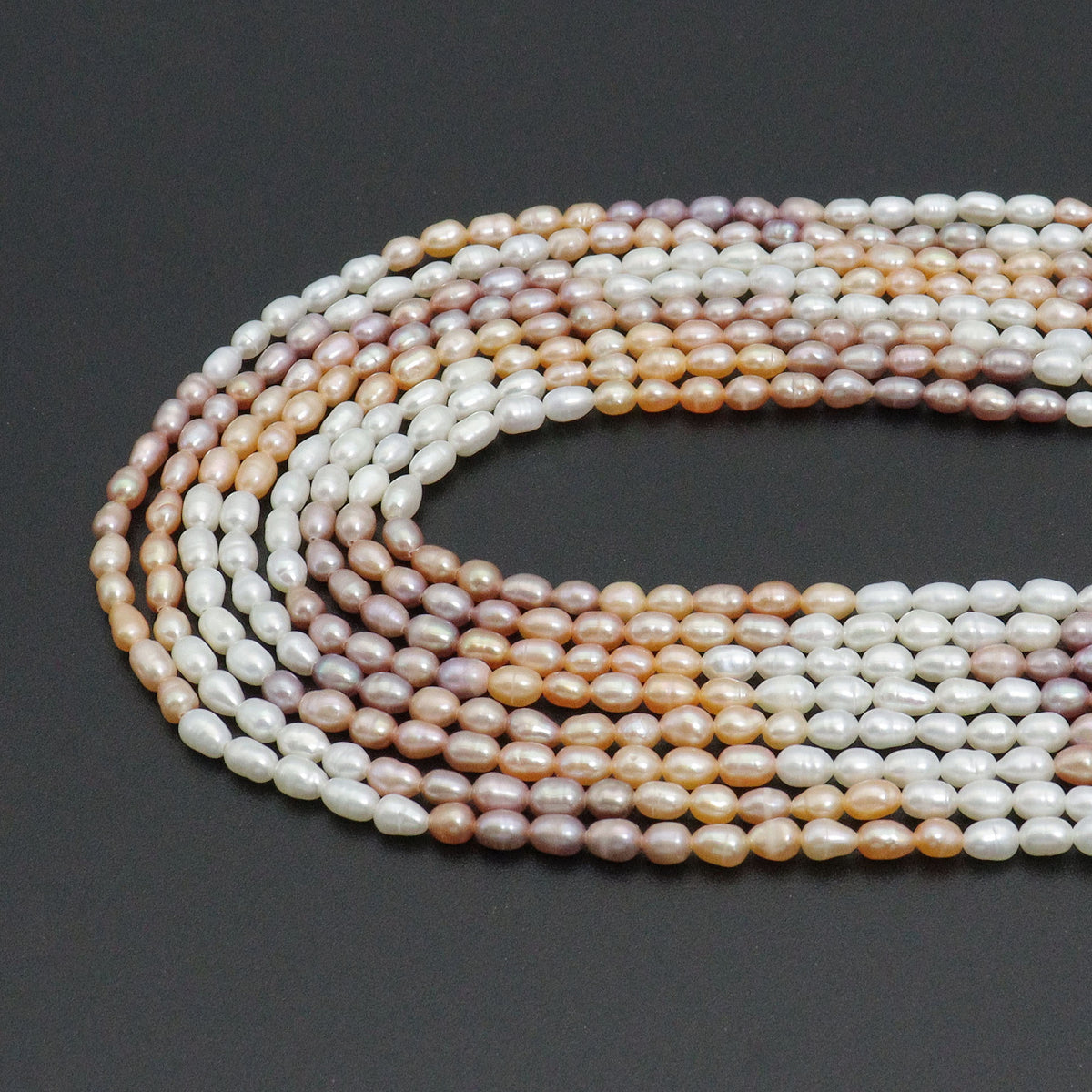 Multicolor Natural Freshwater Rice Shape pearls, 16inch full strand, s ...