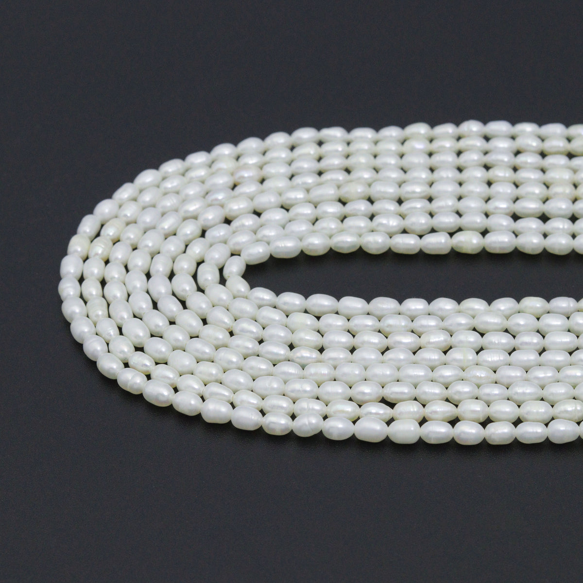 Natural White Freshwater Pearl Rice Shape Pearl, 4-5mm size, 16inch st ...