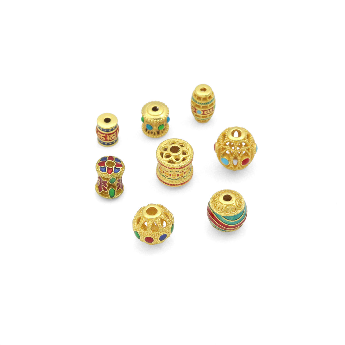 Tibetan-Style Enamel Bead Charm, Colorful Barrel & Round Beads for Jew ...
