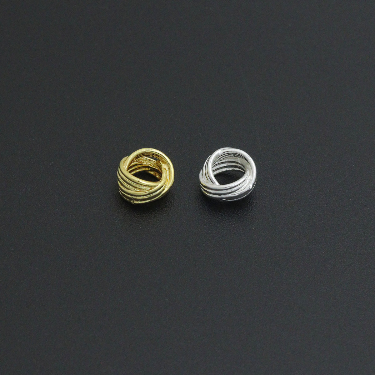 Gold Silver Twisted Knot Spacer beads, Swirl spacer for jewerly making ...