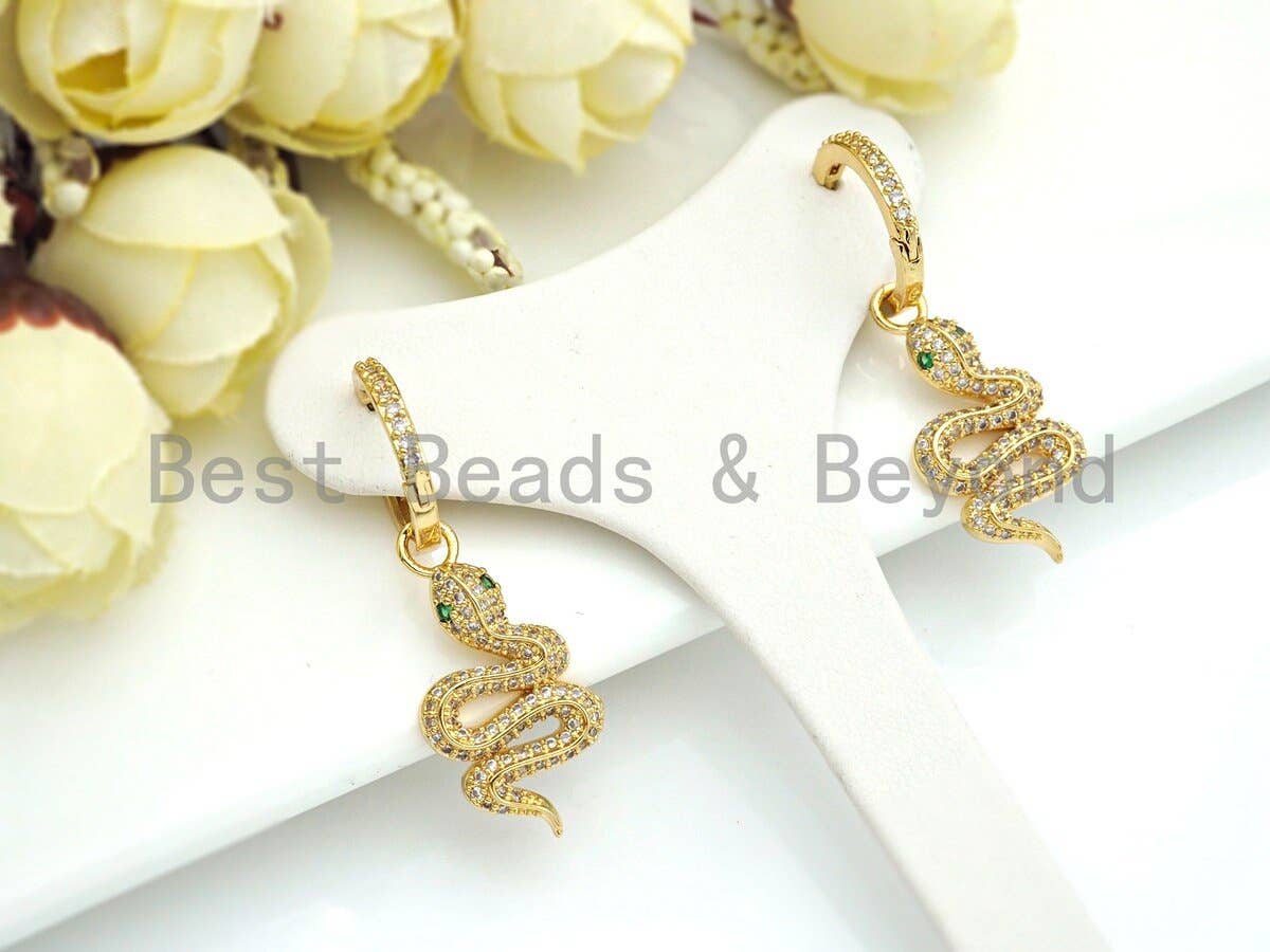 CZ Snake Huggie Earrings, Sku#J259 – Bestbeads&Beyond