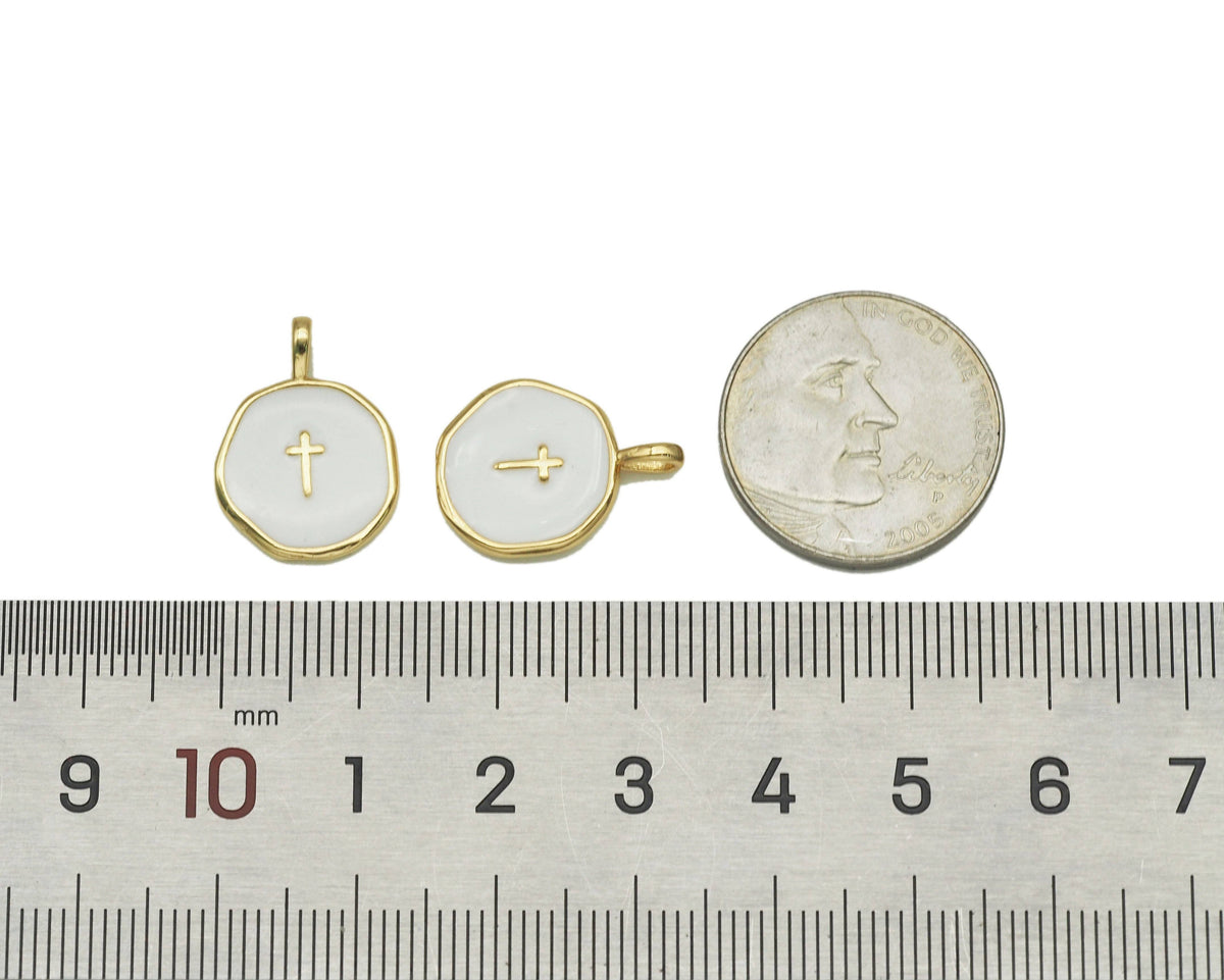 Enamel Cross Charm, Sku#Y608 – Bestbeads&Beyond