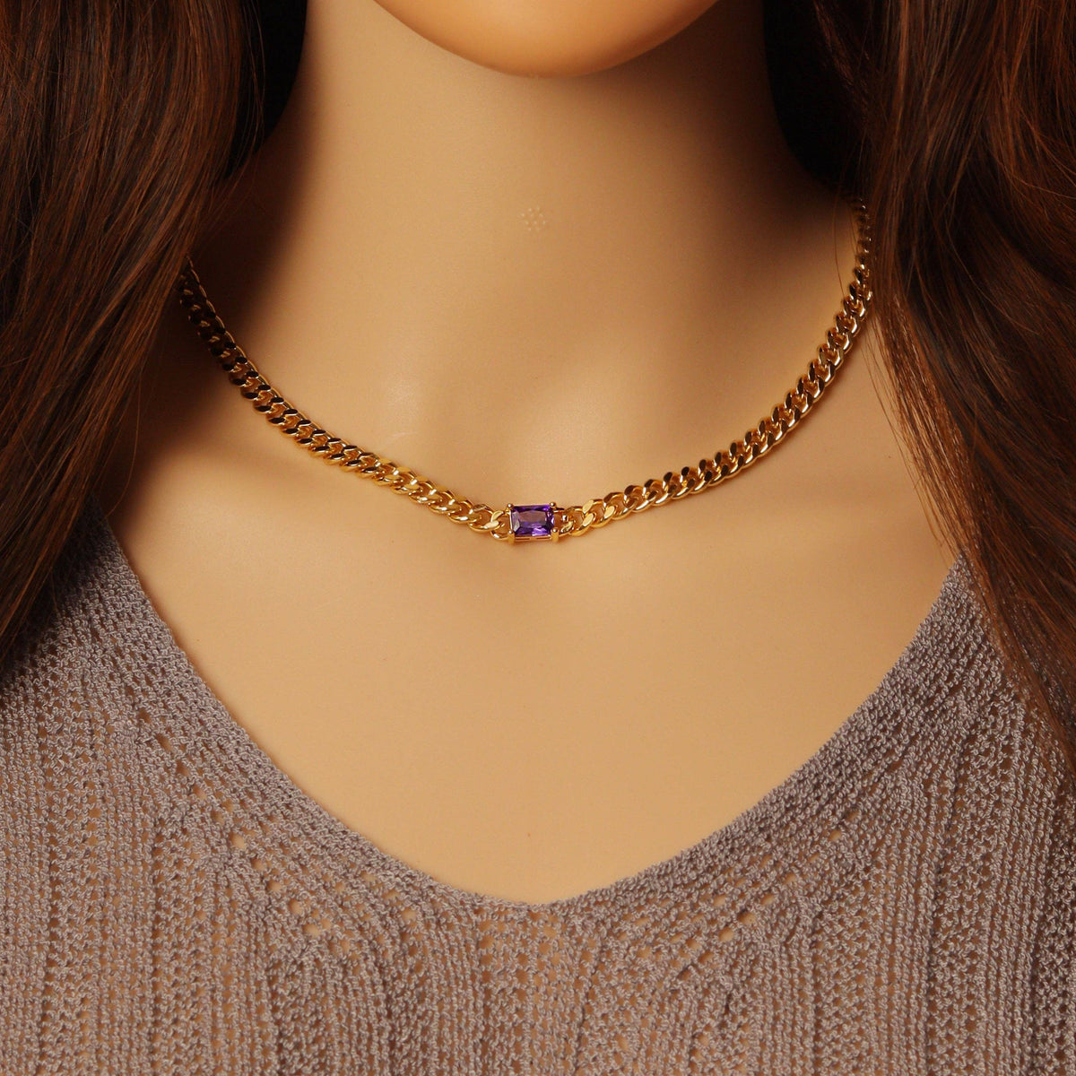 Cuban Chain Colorful CZ Link Necklace Bracelet , Sku#EF349 – Bestbeads ...