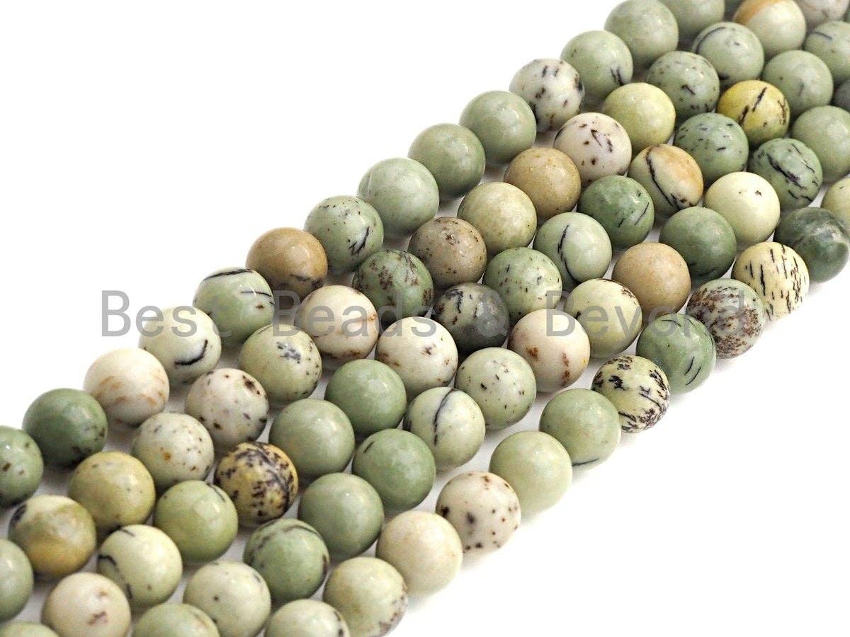 Natural Pine Jasper, Round Smooth 6mm/8mm/10mm/12mm, 15.5" Full Strand ...