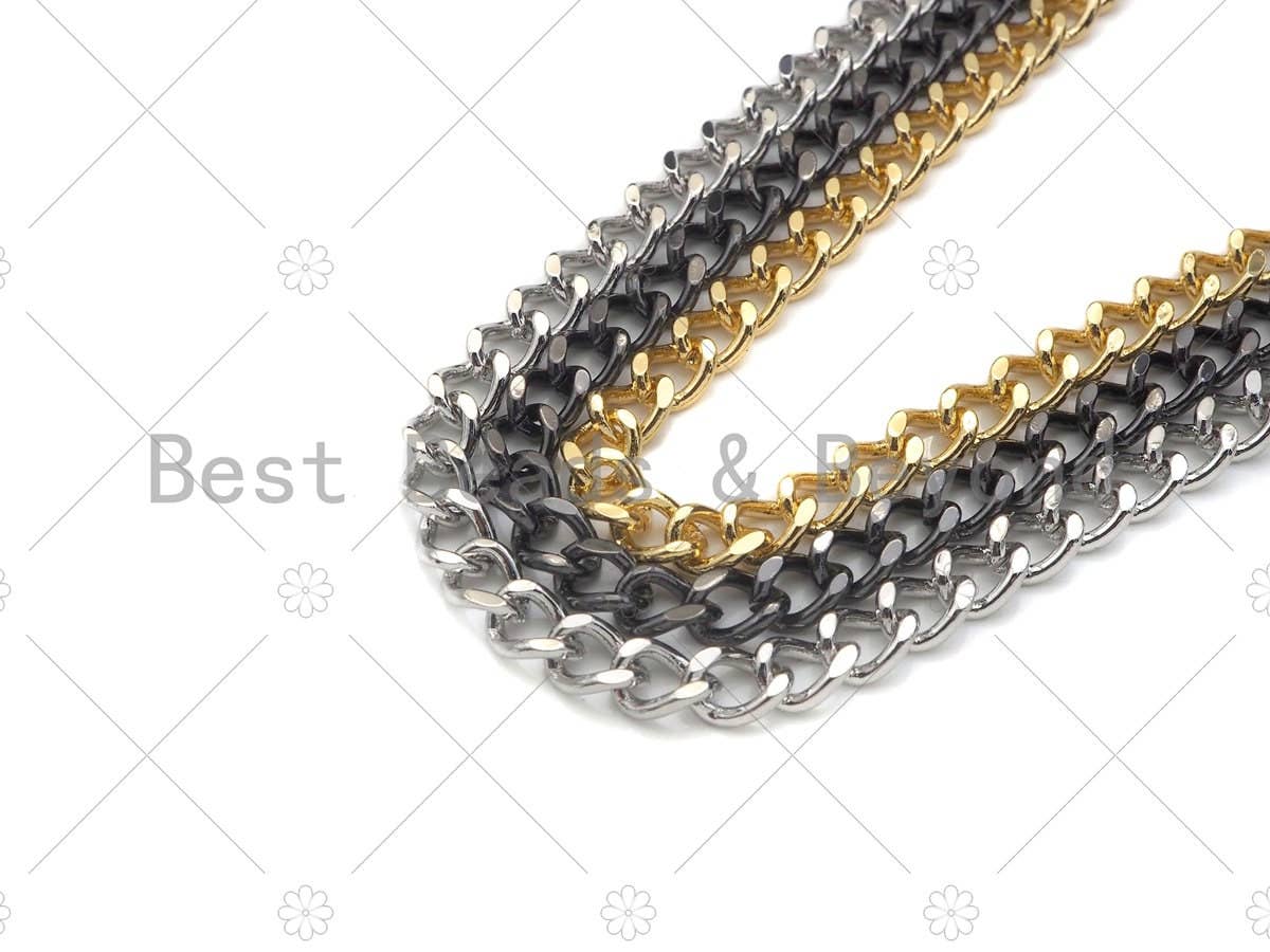 6x8mm Cuban Curb Chain by Yard, Gold/ Gunmetal / Silver Cuba ...