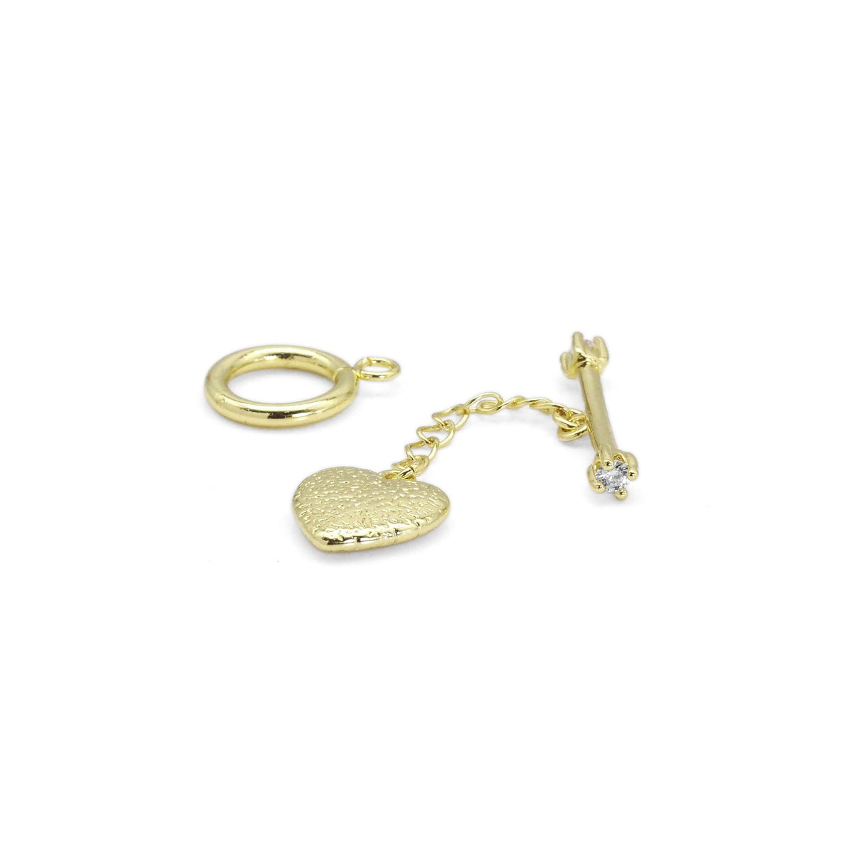 Gold Heart Toggle Clasp Set with Diamond end bar, Sku#LD510 – Bestbeads ...