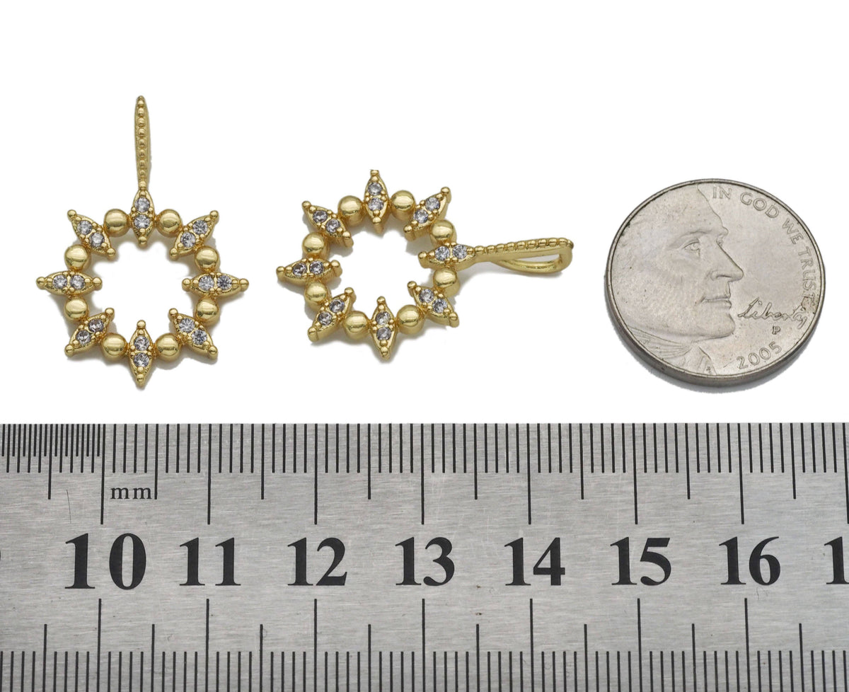 CZ Gold Spike Round Ring Charm, Sku#LK765 – Bestbeads&Beyond