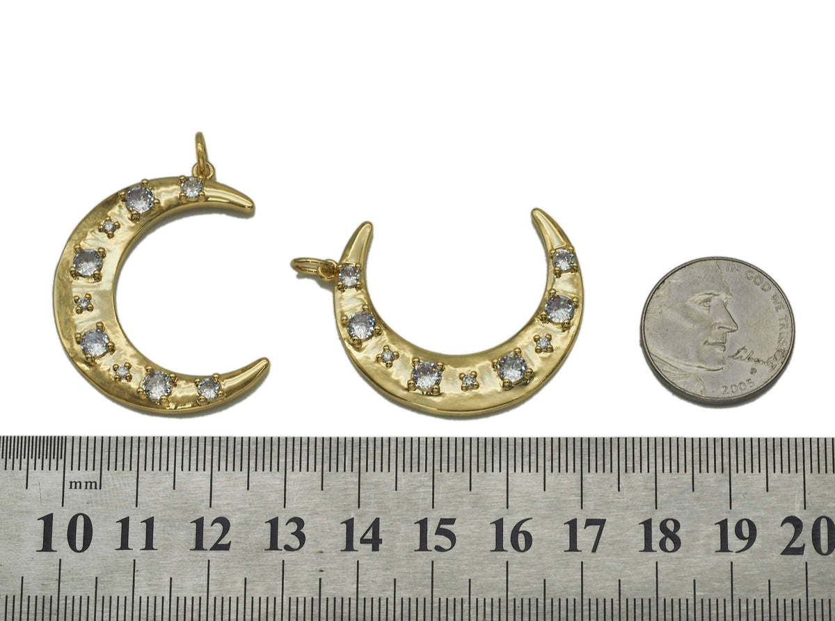 Large Gold Cresent Moon Pendant, Sku#F1502 – Bestbeads&Beyond